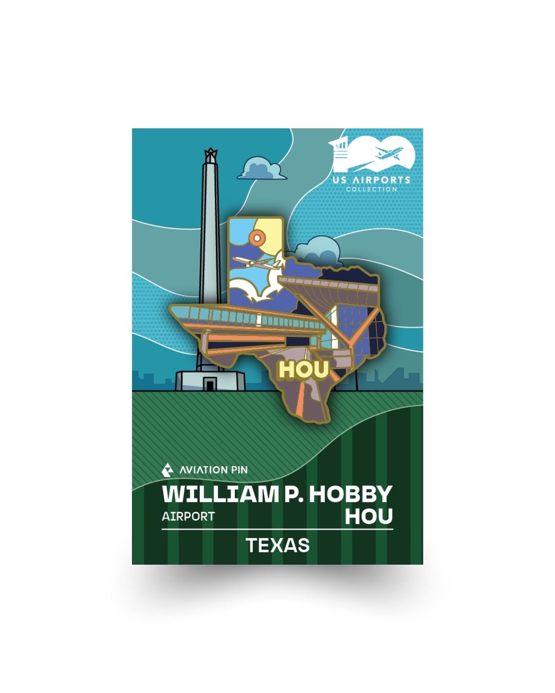 HOU Airport Pin – William P. Hobby Airport, Texas – Aviation Pin