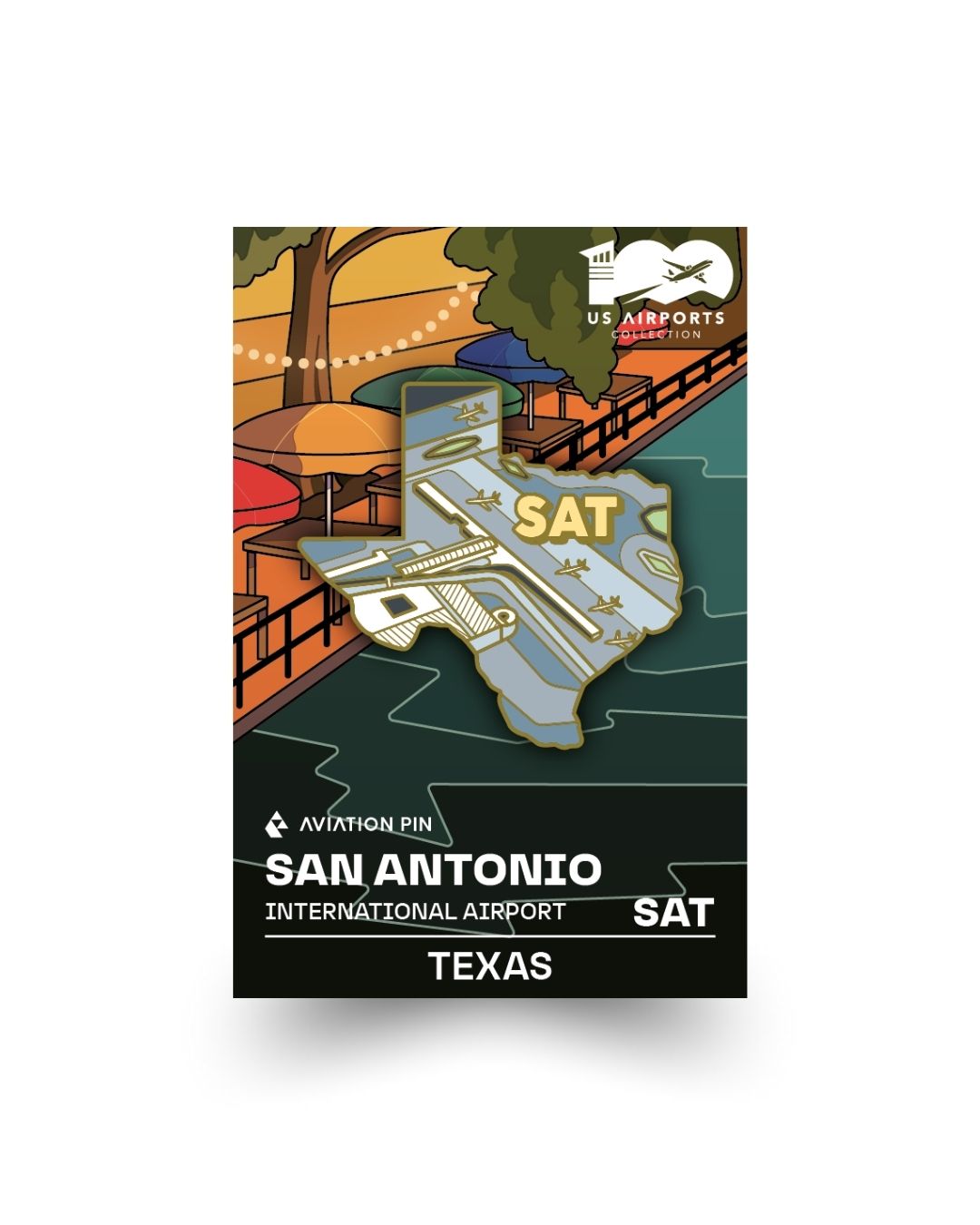 SAT Airport Pin – San Antonio International Airport, Texas – Aviation Pin